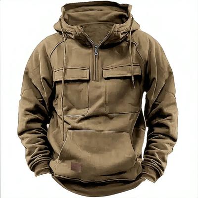 China Hot Supplier Custom Design Casual High Quality British Hoodies Printing Zip up Hoodie Quarter Zipper Acid Wash Mask Hoodie for sale