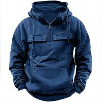 China Hot Supplier Custom Design Casual High Quality British Hoodies Printing Zip up Hoodie Quarter Zipper Acid Wash Mask Hoodie for sale
