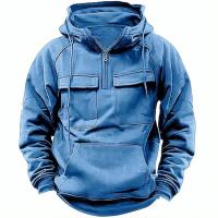 China Hot Supplier Custom Design Casual High Quality British Hoodies Printing Zip up Hoodie Quarter Zipper Acid Wash Mask Hoodie for sale