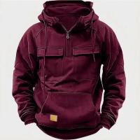 China Hot Supplier Custom Design Casual High Quality British Hoodies Printing Zip up Hoodie Quarter Zipper Acid Wash Mask Hoodie for sale