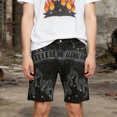 China Shorts Manufacturer Custom Rhinestone Streetwear Baggy Acid Wash Printed  Graphics Oversized Jorts Denim Jeans Shorts Pants for sale