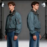 China Custom High Quality Zipper Winter Bomber Quilted Padding Coat Outdoor Warm Lamb Fur Collar Utility Pilot Cargo Men's Jacket for sale