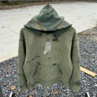China Custom French Terry 100% Cotton Oversized Vintage Acid Wash Ripped Distressed Hoodie Sun Faded Fleece Plus Size Sweatshirt Men for sale