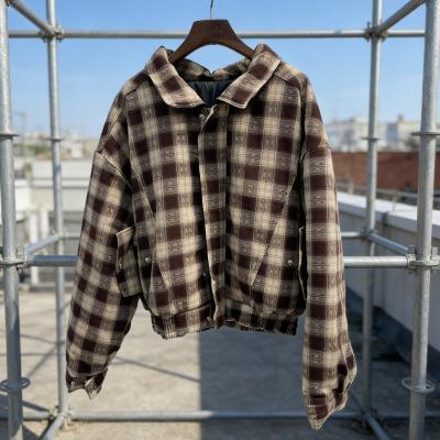 China Manufacturer Custom High Quality Varsity Windbreaker Casual Vintage Flannel Checked Plaid Plus Size Zip up Winter Men's Jackets for sale