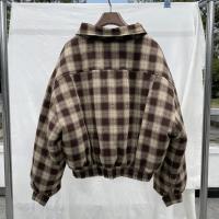 China Manufacturer Custom High Quality Varsity Windbreaker Casual Vintage Flannel Checked Plaid Plus Size Zip up Winter Men's Jackets for sale