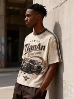 China Vintage Washed Crop T-Shirt | Racing Car Graphic Ringer Tee | Unisex Retro Streetwear Short Sleeve Top for sale