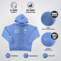 China Tianan Clothing Manufacturer Custom Hoodies Loose Streetwear Rhinestone Applique Embroidery Logo Cotton Zipper Hoodies for Men for sale