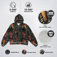 China Tianan Custom Cotton Hoodies All Over Print Camo Dragon Graphic Embroidery Distressed Raw Hem Oversized Streetwear Men's Hoodie for sale