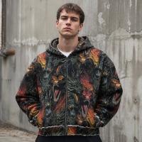 China Tianan Custom Cotton Hoodies All Over Print Camo Dragon Graphic Embroidery Distressed Raw Hem Oversized Streetwear Men's Hoodie for sale