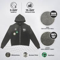 China Tianan Custom Vintage Zipper Hoodies Acid Wash Patch Applique Screen Print Multi Color Rhinestone Loose Streetwear Men's Hoodie for sale