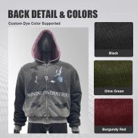 China OEM Custom Vintage Double Sided Hoodie Acid Wash Screen Print Distressed Boxy Reversible Heavyweight 480Gsm Zipper Men's Hoodies for sale