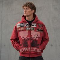 China Custom Acid Wash Hoodie Vintage Screen Print Embroidery Pattern Logo Boxy Heavyweight Frayed Zipper Streetwear Men's Hoodies for sale