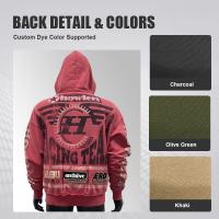 China Custom Acid Wash Hoodie Vintage Screen Print Embroidery Pattern Logo Boxy Heavyweight Frayed Zipper Streetwear Men's Hoodies for sale