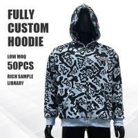 China Tianan Custom Camo All Over Print Full Zip Hoodie Embroidery Applique Streetwear Loose Boxy Multi Zipper Spliced Padded Hoodie for sale