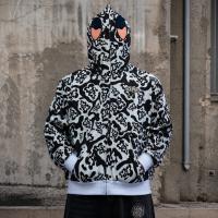 China Tianan Custom Camo All Over Print Full Zip Hoodie Embroidery Applique Streetwear Loose Boxy Multi Zipper Spliced Padded Hoodie for sale