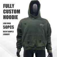 China Tianan Custom Pullover Hoodies Acid Wash Vintage Faded Distressed Embroidery Screen Print Loose Boxy Fit Men's Streetwear Hoodie for sale