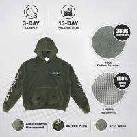 China Tianan Custom Pullover Hoodies Acid Wash Vintage Faded Distressed Embroidery Screen Print Loose Boxy Fit Men's Streetwear Hoodie for sale