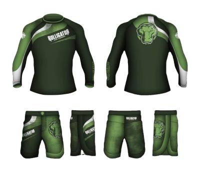 China Custom Design 220gsm Fabric Weight MMA Shorts And Rashguard With 7 Days Sample Order Lead Time for sale