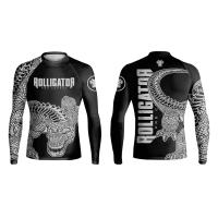 China No Gi Sublimated Long Sleeve Rashguard with Digital Print and 220 gsm Fabric Weight for Quick Dry Compression Wear for sale