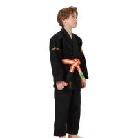 China Shrink Proof 100% Cotton Black BJJ Gi With 350 GSM Pearl Weave For Boys And Custom Logo OEM Service for sale