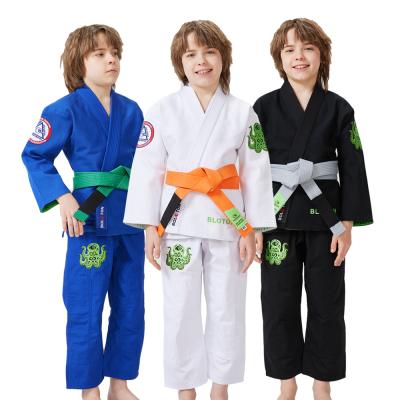 China Durable 100% Cotton 350GSM Pearl Weave Jiu Jitsu Gi Customized MMA Kids Competition Apparel for sale