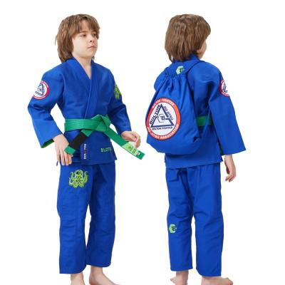 China Boys BJJ Kimono Brazilian Jiu Jitsu Gi with 350gsm Fabric Weight 100% Cotton and Custom Embroidery Patch for sale