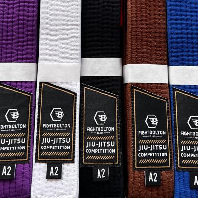 China Martial Arts Wear BJJ Competition Belt Custom Logo 100% Cotton Durable for sale