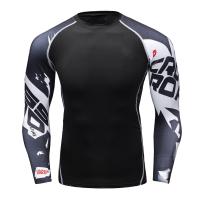 China BJJ Training Men's UPF50+ Spandex Polyester Compression Rash Guard with Custom Logo for sale