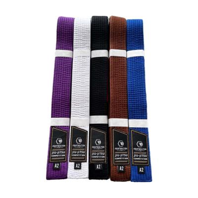 China Custom BJJ Gi Belt 100% Cotton with Embroidery Logo and Preshrunk Fabric for Jiu Jitsu Training for sale