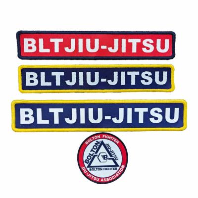 China Custom Woven Patches For BJJ Gi Kimono Embroidery Iron On BJJ Gi KIMONO Clothing Badges for sale