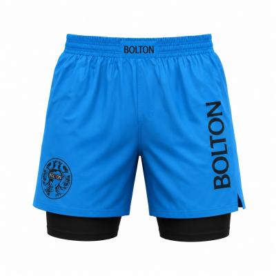 China Custom Sublimation Printed Grappling Shorts 2 in 1 High Elastic Fitness Clothing for sale