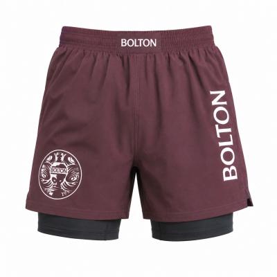 China Stretch 2 in 1 Grappling Shorts MMA Jiu Jitsu Workout Competition Training Gear for sale