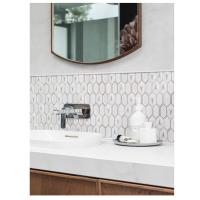 China Polished Glazed Slab Marble Bathroom Vanity with Blanco Carrara Sintered Stone Top for sale