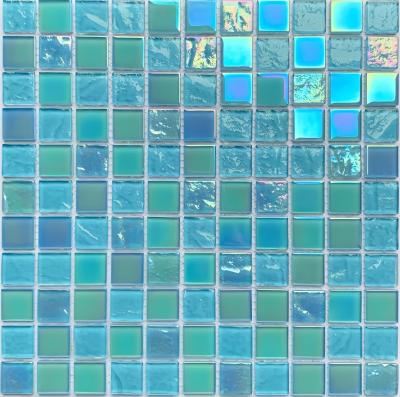 China Technique Glass Mosaic Swimming Pool Tiles in Spain Colors 4mm Thickness Affordable for sale
