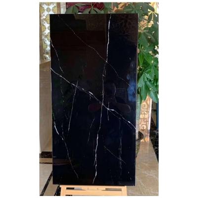 China 10x60cm Polished Porcelain Tile for Wall Decoration Black and White Check Pattern for sale