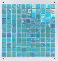 China Technique Glass Mosaic Swimming Pool Tiles in Spain Colors 4mm Thickness Affordable for sale