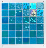 China 100x100mm Crackled Swimming Pool Tile Mosaic with Blue Color and Antibacterial Function for sale