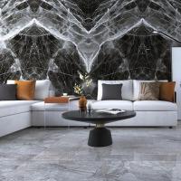 China 2400x1200mm Bright Black Wave Marble Porcelain Tile 120x240 Glossy Terrazzo Ceramic Flooring for sale