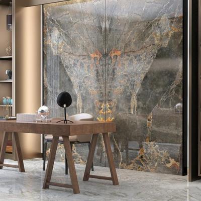 China 1200x2400mm Brown Marble Bathroom Big Slab Tiles Polished Large Format Porcelain Floor Tile for sale