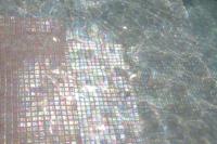 China 306x306MM Mosaic Bathroom Sea Blue Wave Glass Swimming Pool Tile for Room Occasion for sale