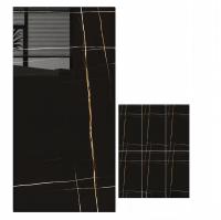 China Golden Vein Black Marble Tiles 10x60cm Matt Black Skirting Polished Porcelain Tile Carpet Tiles for sale
