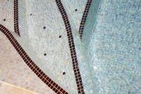 China 306x306MM Mosaic Bathroom Sea Blue Wave Glass Swimming Pool Tile for Room Occasion for sale