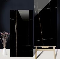 China Golden Vein Black Marble Tiles 10x60cm Matt Black Skirting Polished Porcelain Tile Carpet Tiles for sale