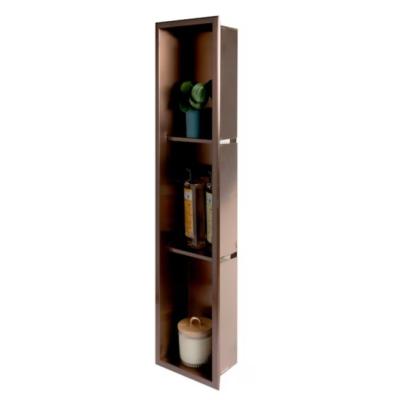 China Bathroom Wall Tile Insert Metallco Shower Niche in Satin Copper Color with LED Light for sale