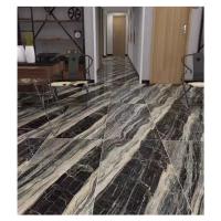China Marble Porcelain Tile Black White and Gold Flower 600x600mm Glazed Tiles for Kitchen for sale