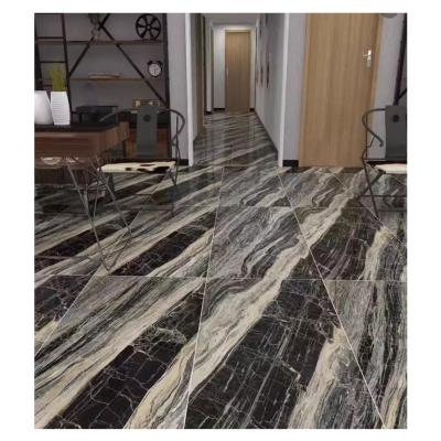 China Marble Porcelain Tile Black White and Gold Flower 600x600mm Glazed Tiles for Kitchen for sale