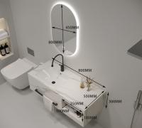 China White Gold Bathroom Vanity with Countertop Wall Mounted SLABS/SINTERSTONE Organizer for sale