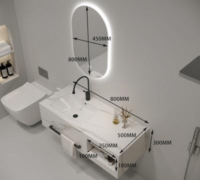 China White Gold Bathroom Vanity with Countertop Wall Mounted SLABS/SINTERSTONE Organizer for sale