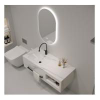 China White Gold Bathroom Vanity with Countertop Wall Mounted SLABS/SINTERSTONE Organizer for sale