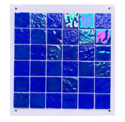 China 20/25x20/25mmx4mm Luminous Ceramic Mosaic for Swimming Pool/Bathroom Grey Light Blue for sale